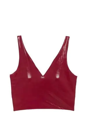 MACRON V-neck Cropped Performance Top - Red
