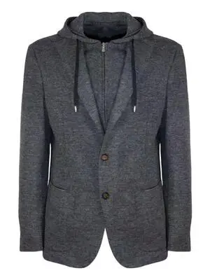 Eleventy Eleventy Hooded Melange-Effect Jacket Grey