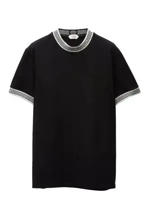Versace Stretch Cotton-jersey Slim T-shirt - Black