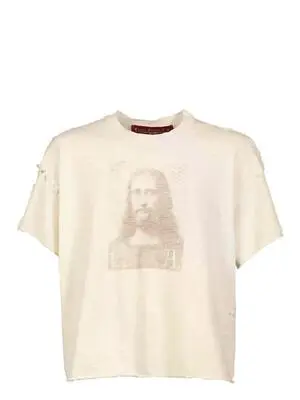 CRAZY CLOWN L.A. Graphic-print Distressed T-shirt - Neutrals