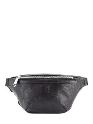 Gucci Gg Embossed Perforated Leather Small Belt Bag - Black