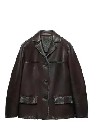 PRADA Prada Bonded Nappa-Leather And Chevron Shetland Wool Jacket