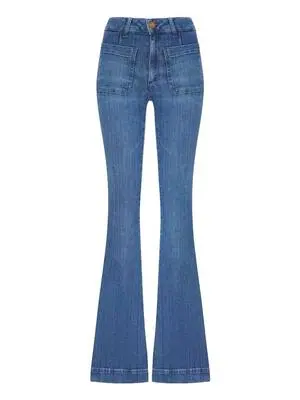 Seafarer Patch-pocket Flared Jeans - Blue