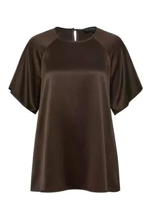 LEE MATHEWS Stella Satin-finish Raglan-sleeve Top - Brown