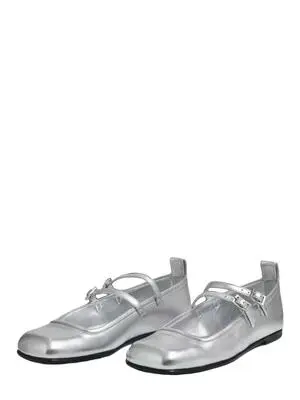 NODALETO Bulla Rina Buckle Ballet Flats - Silver