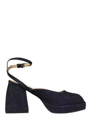 NODALETO Bulla Denim Platform Pumps - Blue