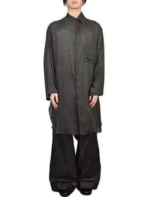 Yohji Yamamoto Asymmetric-collar Long Shirt - Black
