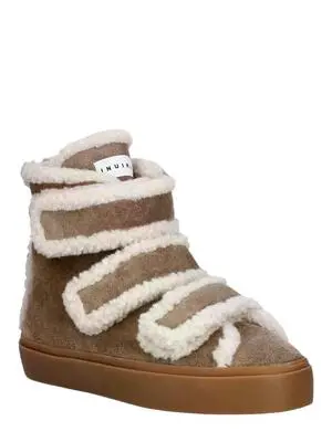 Inuikii Shearling-trim Touch-strap Sneakers - Brown