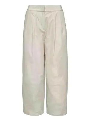 CLUB21 Tumbled-finish Pleated Trousers - Neutrals