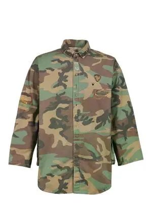 PORTER CLASSIC Camouflage-print Overshirt - Brown