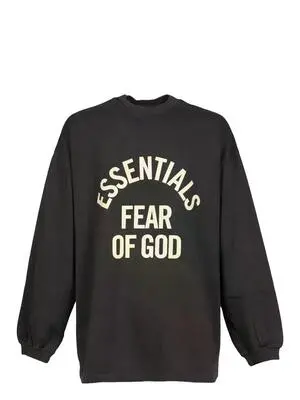 ESSENTIALS Logo-print Long-sleeve T-shirt - Black