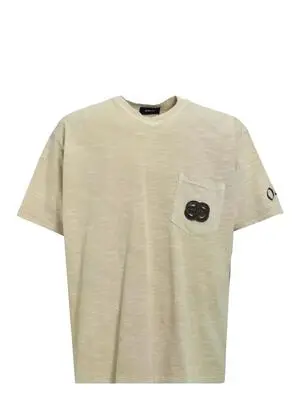 BREATH Eagle-patch V-neck T-shirt - Neutrals