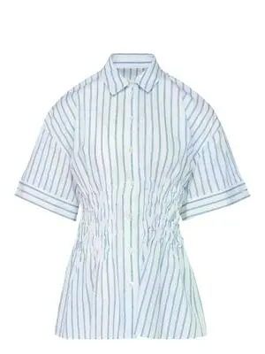 ENFOLD Enföld Striped Shirred Shirt