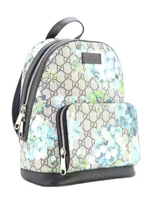 Gucci Gucci Blooms Print GG Coated Canvas Backpack Blue