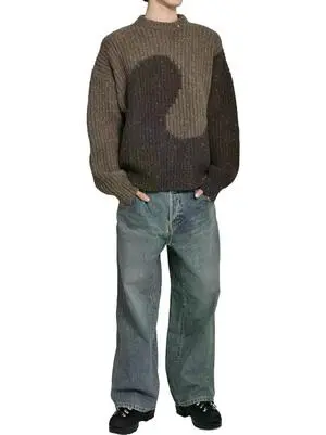 ERL Swirl Rib-knit V-neck Sweater - Brown