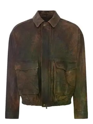 SALVATORE SANTORO Distressed-effect Leather Jacket - Brown