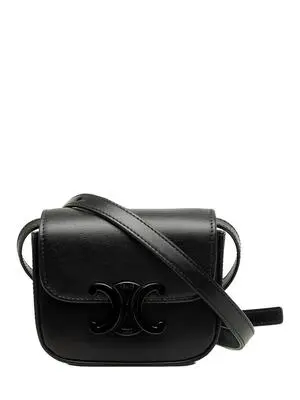 Celine Shiny Calfskin Triomphe Crossbody Bag - Black