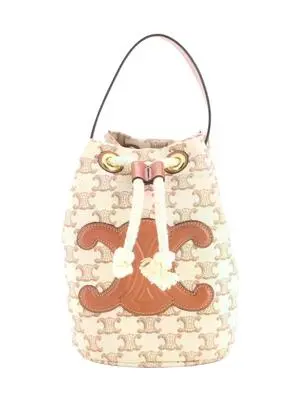 Celine Triomphe Canvas And Leather Bucket Bag - Brown