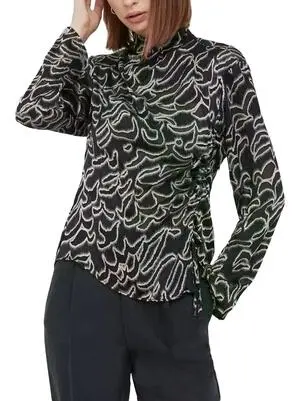 Sisley High-neck Abstract-print Top - Black