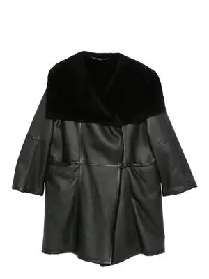 EMMETI Emmeti Shearling-Collar Leather Coat