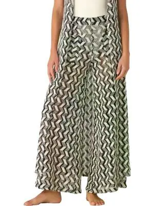 PALMACEA Zigzag-print Wide-leg Trousers - Black