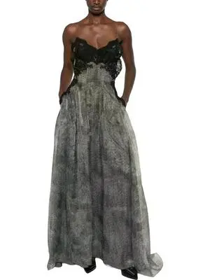 Ermanno Scervino Lace-trimmed Maxi Dress - Black