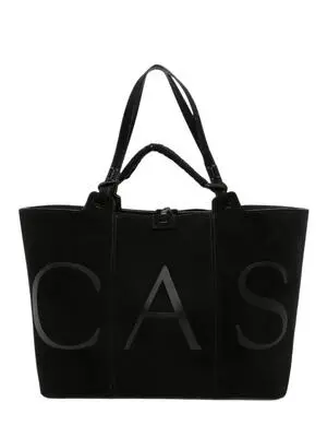Casadei Casadei Galleria Logo-Print Leather Tote Bag Black