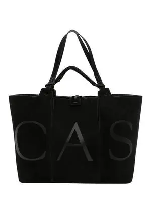 Casadei Galleria Logo-print Leather Tote Bag - Black