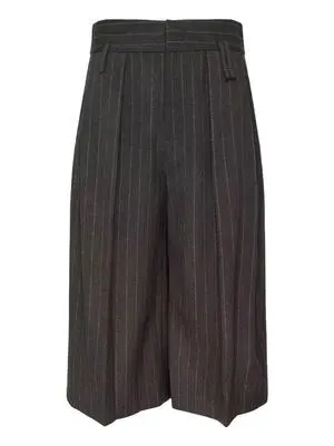 Simone Rocha Pinstripe Pleated Shorts - Brown