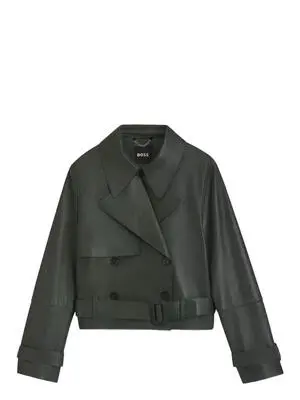 BOSS BOSS Belted Double-Breasted Jacket Green