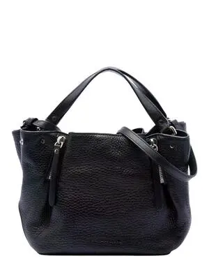 Burberry Leather And House Check Canvas Maidstone Satchel - Black