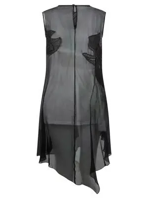 Alberta Ferretti Midi Lace-detail Asymmetric Dress - Black