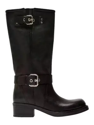 Max Mara Buckle-detail Leather Boots - Black