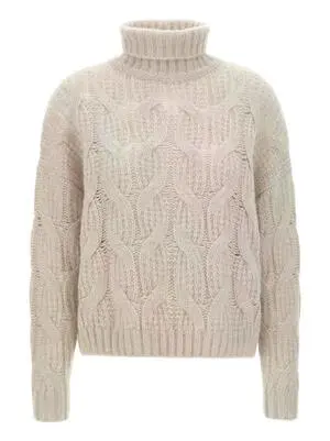 Hemisphere Cable-knit Turtleneck Sweater - Grey