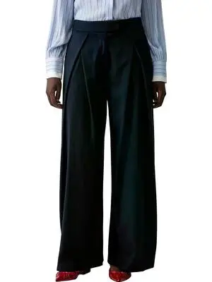 ERMANNO FIRENZE Pleated Wide-leg Trousers - Blue