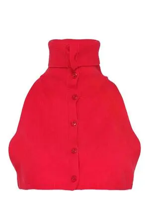 OPEN YY Button-up Knit Collar - Red