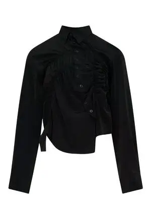 Y’s Gathered Asymmetric Shirt - Black