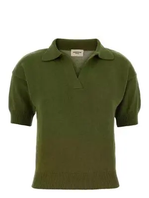 MAX MARA Weekend Max Mara Ribbed Knit V-Neck Polo Top