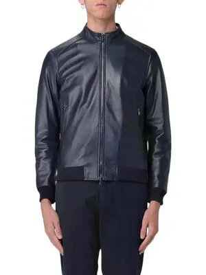 XC Leather Bomber Jacket - Blue