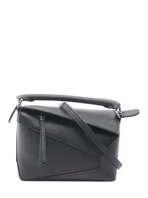 Loewe Mini Calfskin Puzzle Edge Satchel - Black