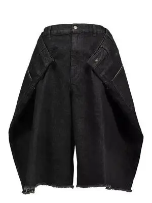 LỰU ĐẠN Cut-off Wide-fit Shorts - Black