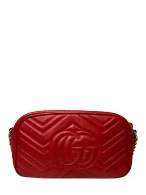 Gucci Gucci Marmont Quilted Shoulder Bag Red
