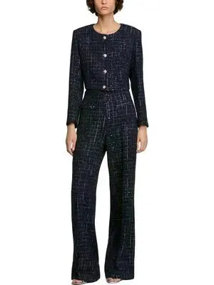Sandro Sequin-embellished Tweed Trousers - Blue