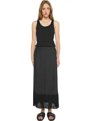 Natalie Martin Anita Fringe Midi Skirt - Black