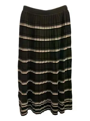 PSOPHIA Striped Pleated Midi Skirt - Brown