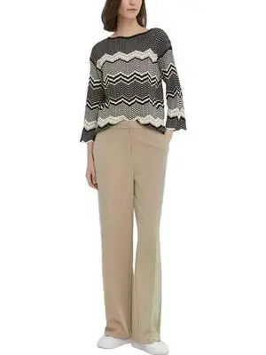 Sisley Chevron-pattern Knit Sweater - Black