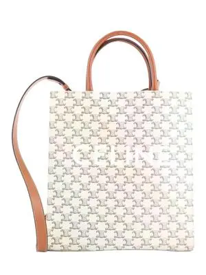 Celine Vertical Cabas Triomphe Coated Canvas Medium Tote Bag - Neutrals