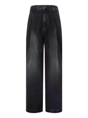 STUDIO TOMBOY Pleated Denim Trousers - Black