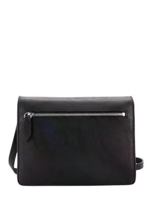 Burberry Macken Leather And Vintage Check Canvas Small Crossbody Bag - Black
