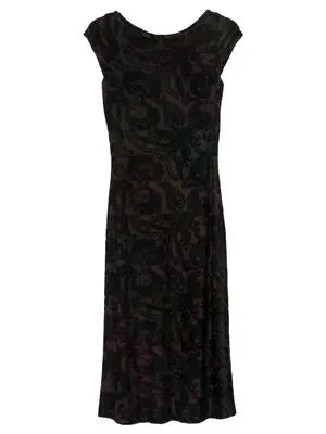 Etro Paisley-patterned Devoré Midi Dress - Black
